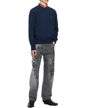 VIVIENNE WESTWOOD Orb Embroidered Crewneck Jumper - Black
