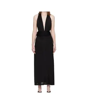 AYA MUSE Zirra V-neck Midi Dress - Black