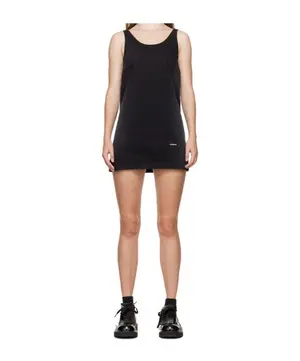 We11Done Off-shoulder Dress With Front Logo Hardware
