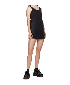 We11Done Off-shoulder Dress With Front Logo Hardware