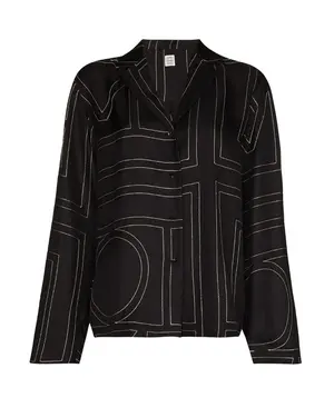 TOTEME Embroidered Monogram Shirt - Black