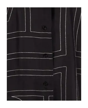 TOTEME Embroidered Monogram Shirt - Black