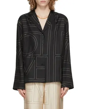 TOTEME Embroidered Monogram Shirt - Black