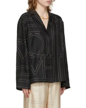 TOTEME Embroidered Monogram Shirt - Black