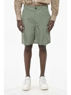 Loewe Logo Patch Cargo Shorts - Green