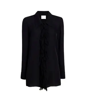 Khaite Luca Long-sleeved Ruffled Shirt - Black