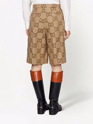 Gucci Jumbo Gg Monogram Tailored Shorts - Camel/ebony