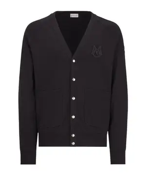 Moncler Embroidered Monogram Cardigan - Black
