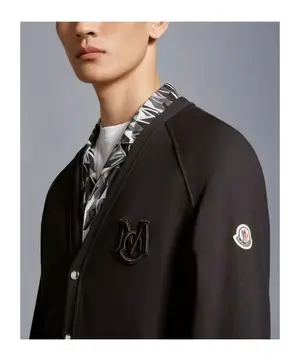 Moncler Embroidered Monogram Cardigan - Black