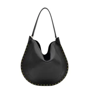 Isabel Marant Étoile Oskan Hobo Soft Grained Leather Bag With Stud Embellishments - Black