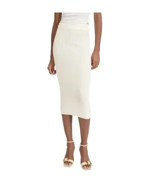 Jacquemus Ribbed Knit Midi Skirt With Cutout Details - White