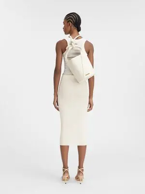 Jacquemus Ribbed Knit Midi Skirt With Cutout Details - White