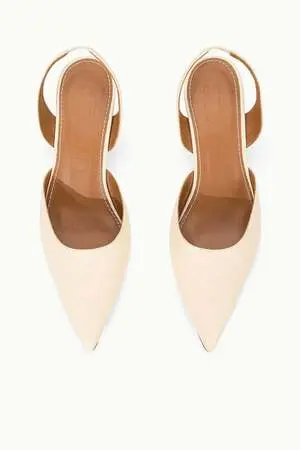 Staud Sebastian Pointed Toe Slingback High Heel Sandals - Beige