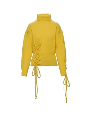 Moncler Ribbed Turtleneck Pullover With Lace-up Detail