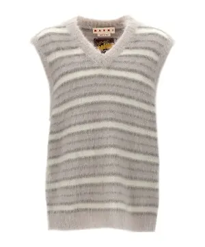 Marni Striped Fuzzy Wuzzy Vest - Gray