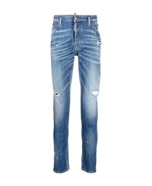Dsquared2 Cool Guy Distressed Mid Rise Jeans - Blue