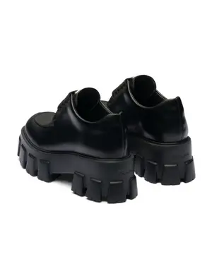 Prada Monolith Brushed Leather Lace-up Shoes