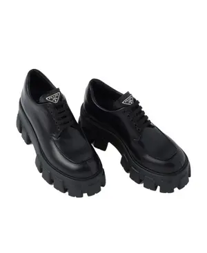Prada Monolith Brushed Leather Lace-up Shoes