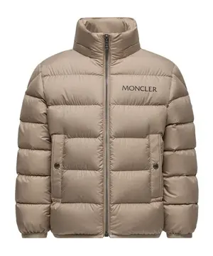 Moncler Bajan Down Jacket With Logo Detail - Light Brown