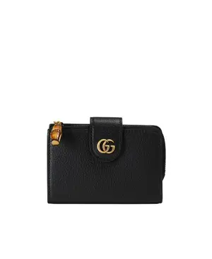Gucci Medium Double G Wallet With Bamboo - Black