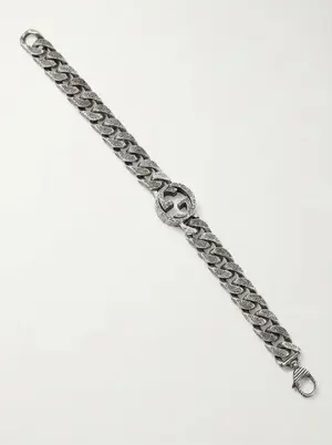 Gucci Sterling Silver Interlocking G Chain Bracelet - White