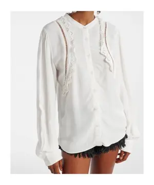 Isabel Marant Étoile Lace Detailed Long Sleeve Shirt - White
