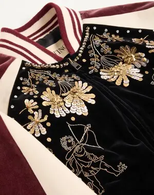 Valentino Garavani Embroidered Velour Bomber Jacket