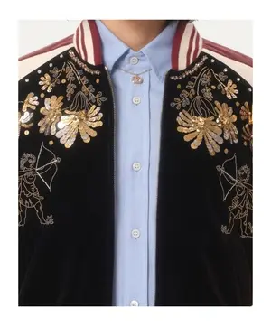 Valentino Garavani Embroidered Velour Bomber Jacket