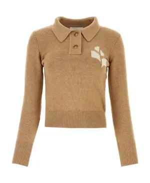 Isabel Marant Étoile Nola Logo Intarsia Polo Jumper - Nude