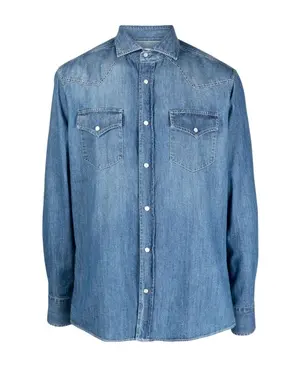 Brunello Cucinelli Button-up Straight Hem Denim Shirt