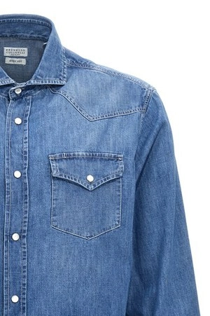 Brunello Cucinelli Button-up Straight Hem Denim Shirt