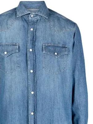 Brunello Cucinelli Button-up Straight Hem Denim Shirt