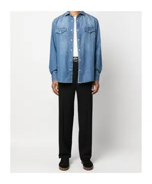 Brunello Cucinelli Button-up Straight Hem Denim Shirt