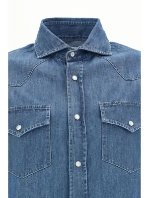 Brunello Cucinelli Button-up Straight Hem Denim Shirt
