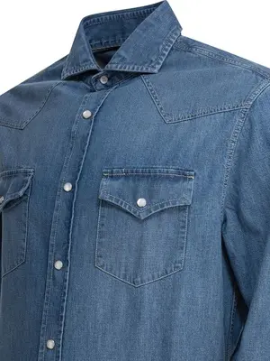 Brunello Cucinelli Button-up Straight Hem Denim Shirt