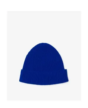 Burberry Equestrian Knight Logo Ribbed-knit Beanie - Blue