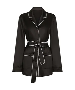 Dolce & Gabbana Contrast Piping Pajama Shirt - Black