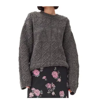 GANNI Bubble Jumper Knit Sweater - Grey