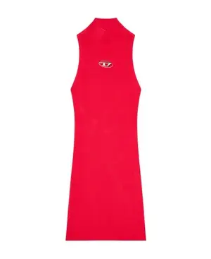 DIESEL® M-monervax Mock Neck Ribbed Dress - Red
