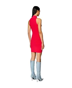 DIESEL® M-monervax Mock Neck Ribbed Dress - Red