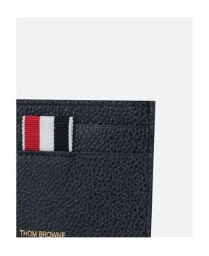 Thom Browne Logo Printed Striped Card Holder - Black