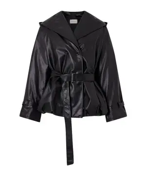 Magda Butrym Leather Hooded Belted Jacket