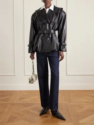 Magda Butrym Leather Hooded Belted Jacket