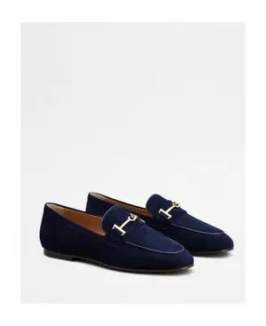 TOD'S Logo Plaque Almond Toe Loafers