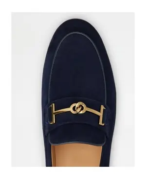TOD'S Logo Plaque Almond Toe Loafers