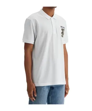 Moschino Teddy Bear-printed Short-sleeved Polo Shirt - White