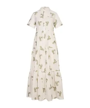 Erdem Short Sleeve Printed Shirt Dress