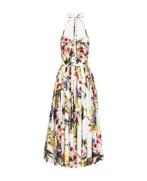 Dolce & Gabbana Floral Print Halter Neck Calf-length Dress