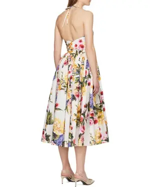 Dolce & Gabbana Floral Print Halter Neck Calf-length Dress