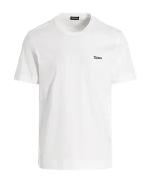 Zegna Logo Embroidered Crewneck T-shirt - White